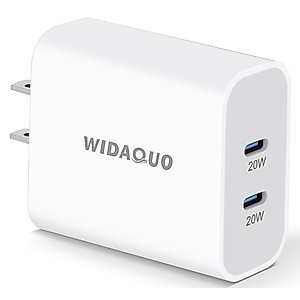 USB C Charger Block, 40W Dual Port USBC Wall Charger Plug PD Power Adapter Type C Fast Charging Brick Cube for iPhone 15/14/13/12/11/Pro Max/Plus/XS, Watch 8/7, iPad, Samsung, Google Pixel 7/6