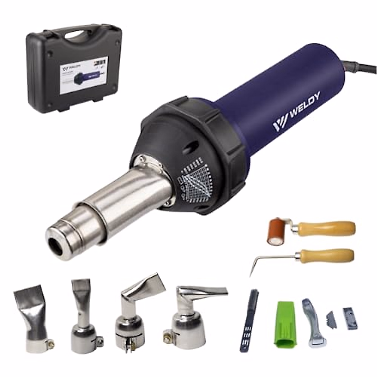 WELDY 110V Weldy 1600W Professional Hot Air Equipment Hot Blast Torch Overlap Air Welding Gun Welder Pistol Tool Hot Air Gun (Weldy heat gun set)
