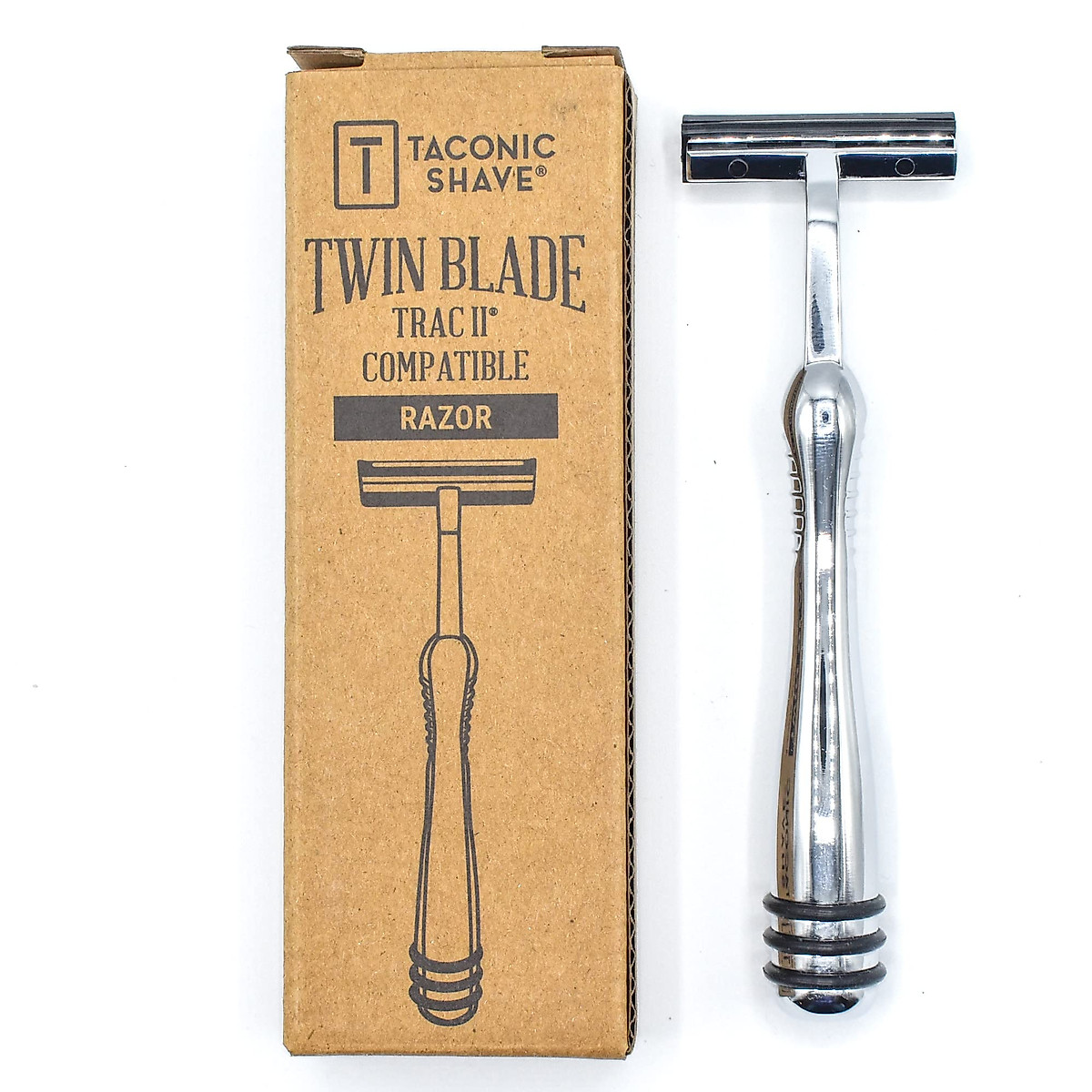 Taconic Shave, Heavyweight All Metal Non-Pivoting Twin Blade Cartridge Razor – Compatible with GIllette Trac II, Personna Twin, and Taconic Twin Blade Refills. -10 Taconic Shave Cartridges included
