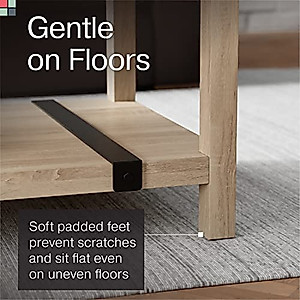 Stead Industrial Rectangular Wood Coffee Table 2023 Collection - Living Room Furniture- Modern Home Decor - Powder-Coated Metal Details (White Washed Oak)