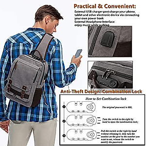 Leaper Canvas Messenger Bag Anti-Theft Crossbody Bags Sling Bag with USB Black, XL