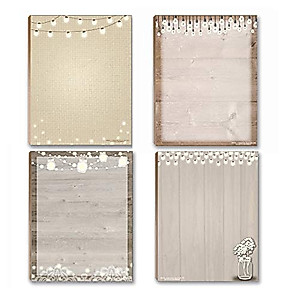 Stonehouse Collection Rustic Notepads - USA Made To Do List Notepad, Multi-Purpose Cute Stationary, Home Office Supplies, Pretty Notebook, 4 Assorted Design Notepads 4.25 x 5.5 inches each, Rustic