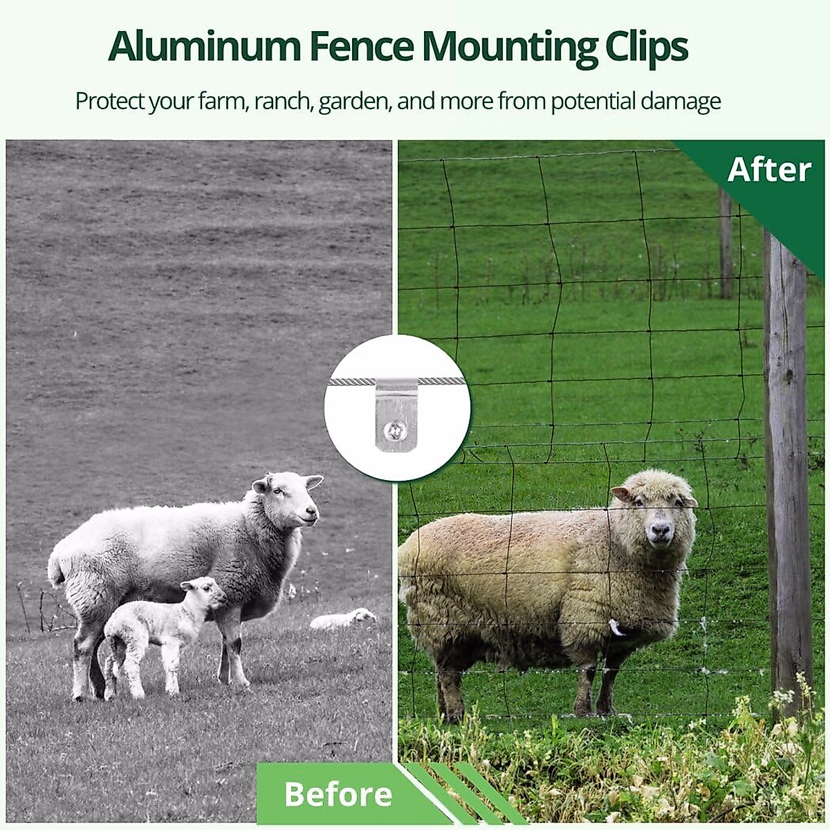 yeesport 100 PCS Fence Wire Clamps, Fence Wire Clips with Screws, Aluminum Fence Mounting Clips for 12 to 16 Gauge Welded Wires, Cord Clamps, Wire Clips for Wood, Metal, or Vinyl Fences