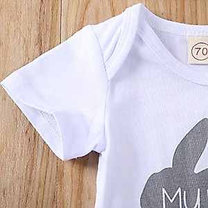 Newborn Baby Girls Boys Easter Outfits My 1st Easter Romper + Bunny Pants + Rabbit Ears Hat (Grey, 0-3 M)