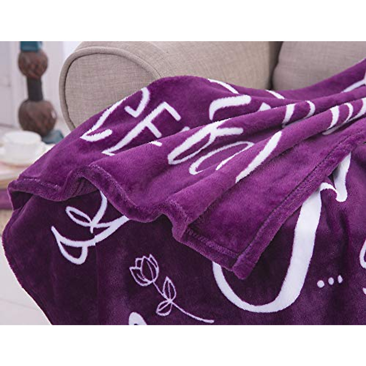 Wonderful Grandma Throw Blanket | Best Grandma Gifts | Wrap Your Grandmother with Love and Inspirational Words | Comfort Grandma Blanket Mothers Day Birthday Gifts for Grandma (Purple, Flannel)