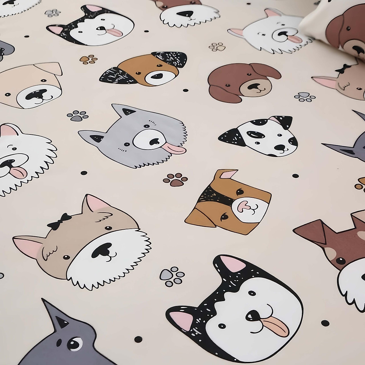 SDY 4PCS Dog Bedding Sheets Set Full Size, Cute Puppy Pattern Fitted Sheet Sets with Deep Pocket, Kawaii Bedroom Decor for Kids, Teens, Children, Baby, Boys, Girls and Animal Lovers (Dog, Full)