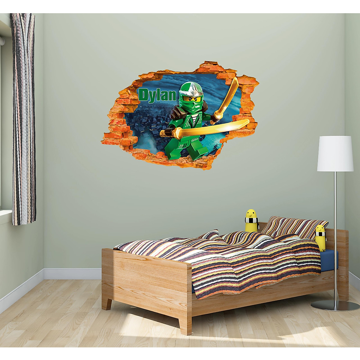 Ninja Custom Name Wall Decal- Personalized Ninja Name Wall Sticker - 3D Wall Effect - Wall Decal for Home Nursery Decoration (Wide 20"x13" Height Inches)