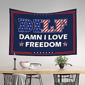 Abipuir Damn I Love Freedom DILF Tapestry Trump Tapestry Wall Art Tapestry for Bedroom (Color : Colour, Size : 75X100CM)