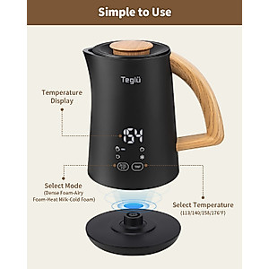 Teglu Milk Frother and Steamer Electric, Hot & Cold Foam Maker 17oz with LED Dispaly, Milk Warmer and Frother for Latte/Cappuccino/Macchiato, Instant Milk Frother Auto-off