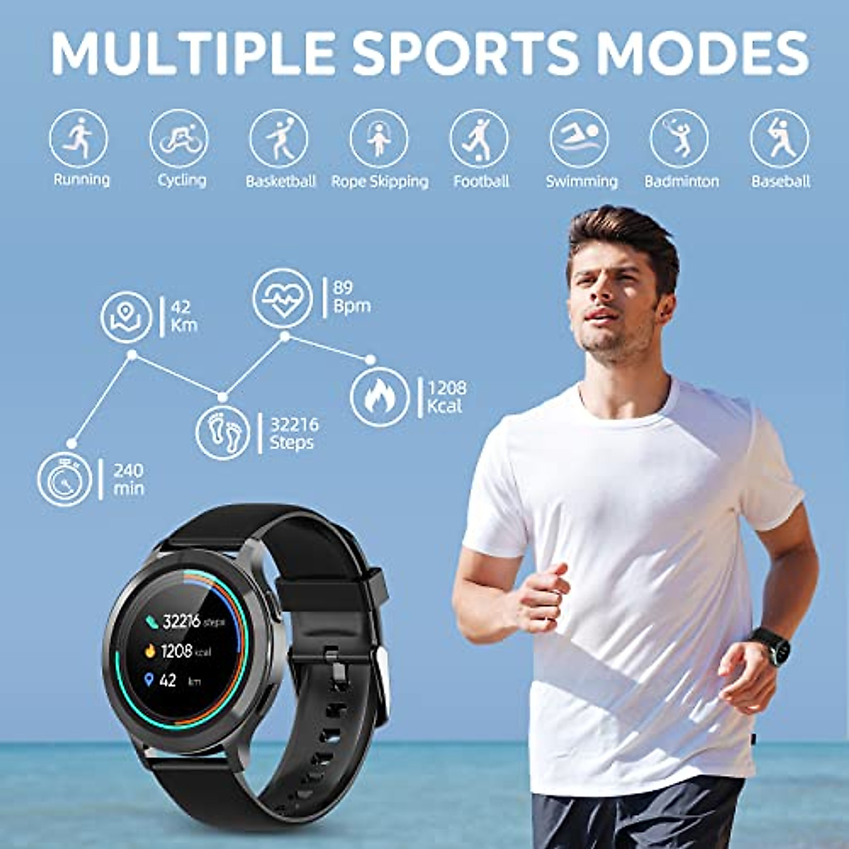 OTOSAGOW Smart Watch Bluetooth Call (Answer/Make Call), 1.45'' Touch Screen IP68 Waterproof Fitness Tracker with 100+ Sports Modes, Smart Watches for Men Women Android and iOS iPhone Compatible, Black