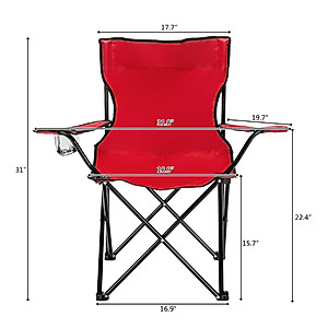 Guangshuohui Camping Folding Chair,Portable Folding Chair with Arm Rest Cup Holder and Carrying and Storage Bag for Outdoor, Camp, Indoor, Patio, Supports 330lbs (Red, Modern)