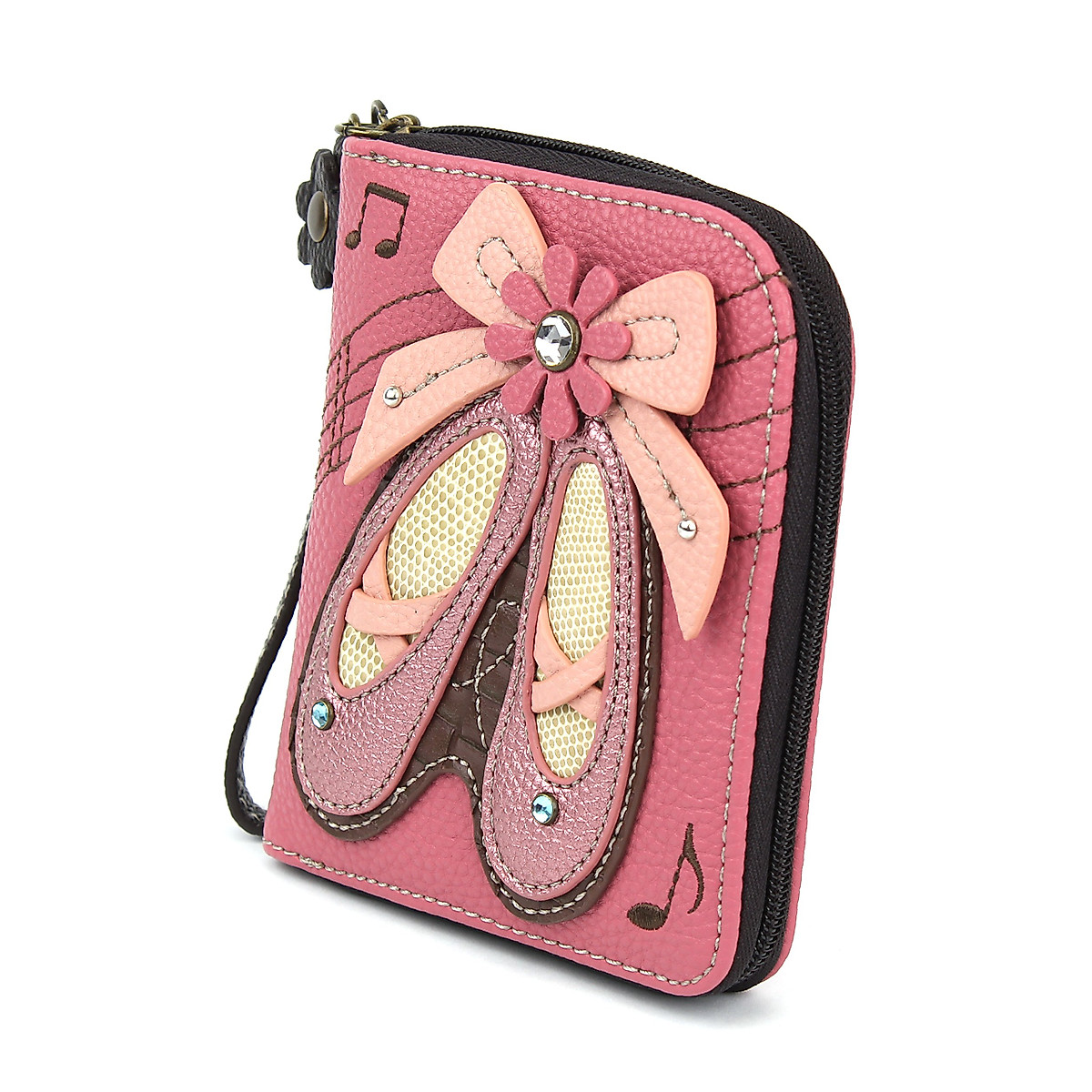 CHALA Zip Around Wallet, Wristlet, 8 Credit Card Slots, Sturdy Pu Leather - Ballerina - Pink