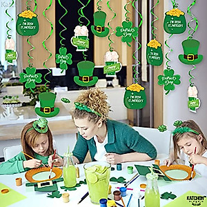 St Patricks Day Hanging Swirls Decorations - 30 Pieces, No DIY | Saint Patricks Day Hanging Decor | St Patricks Day Decorations Classroom, Shamrock Decorations, St Patricks Bulletin Board Decorations