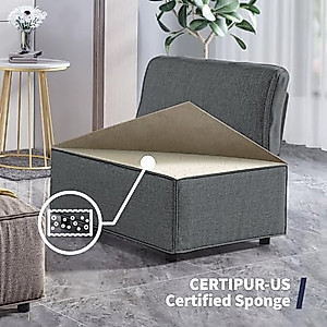 ZAFLY Modular Sectional Sofa Couch, U/L Shaped Couch with Oversized Seats, Ottoman, Convertible Modern Linen Fabric Reversible Chaise, Sofa Sleeper for Living Room, Apartment 120.4" W (Deep Gray)