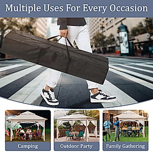 yoyomax 13X13 Outdoor Pop Up Gazebo with Netting, Portable Gazebo Waterproof Patio Canopy Shelter with Double Roof Tops and 169 Square Feet of Shade for Beach Parties, Camping and Picnics - Khaki