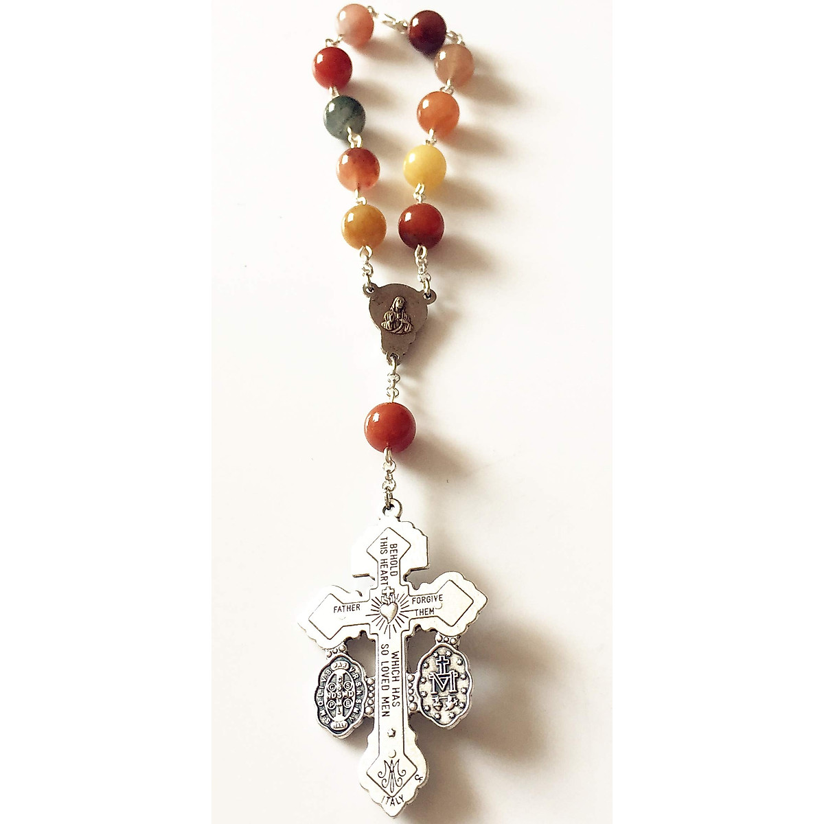 elegantmedical HANDMADE rosary Rutilated Quartz crystal bead one decade rosary bracelet cross Gift