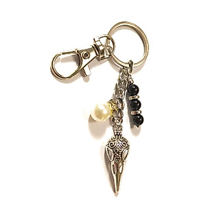 Victorian Raven Skull Backpack Tote Purse Handbag Charm Keychain Purse Clip Belt Clasp 3 Inch Black Onyx