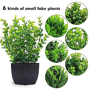 CEWOR 6 Pack Small Fake Plants Artificial Potted Plants Faux Plants Indoor for Home Bathroom Wall Decor