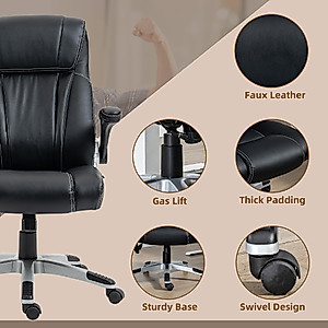 Vinsetto Executive Massage Office Chair with 6 Vibration Points, Heated Faux Leather Computer Desk Chair with Flip-up Armrest, Adjustable Height, Swivel Wheels, Black