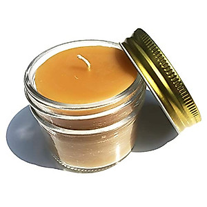 BeeTheLight Beeswax Jar Candle - 4oz - 100% Pure USA Bees Wax in Glass Container - Unscented - 20 Hours - All Natural Light Honey Scent