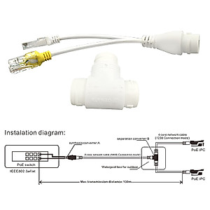 Cqenpr PoE Combiner/Mux, PoE Synthesis Separation,Support IEEE802.3af/at Protocol, Max Transmission 130M, Electronic Isolation.
