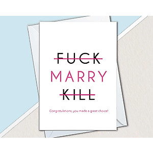 The Cardtel Funny Wedding Card for Couples Friends, Humor Congratulations Card For Newly Married or Engaged Couple, Wedding Gift For Bride, F Marry Kill Engagement Card For Newlyweds (F Marry K*ll)
