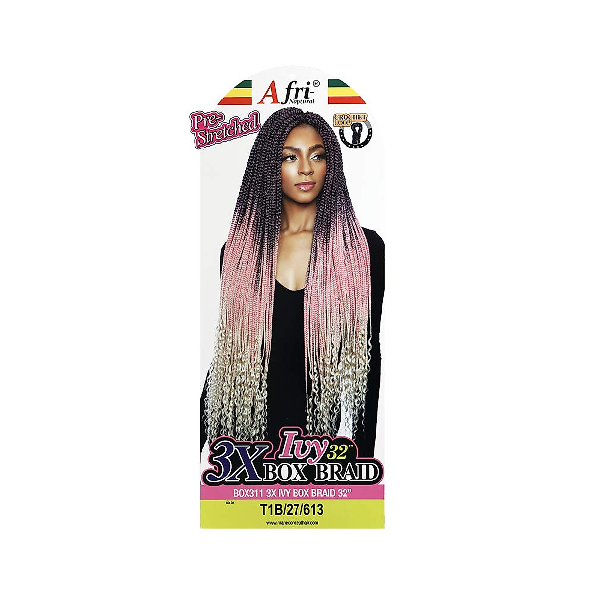 MULTI PACK DEALS! Mane Concept Synthetic Hair Crochet Braids 3X Pre-Stretched Ivy Box Braid 32" (1-PACK, T1BBUG350)