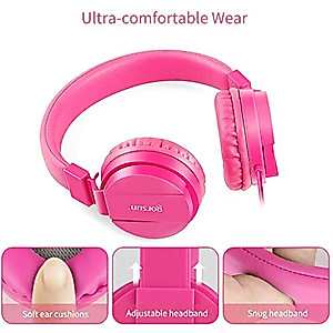gorsun Kids Headphones with Limited Volume, Toddler Headphones for Boys and Girls, Children's Headphone Over Ear, Wired Headset Earphones for Children