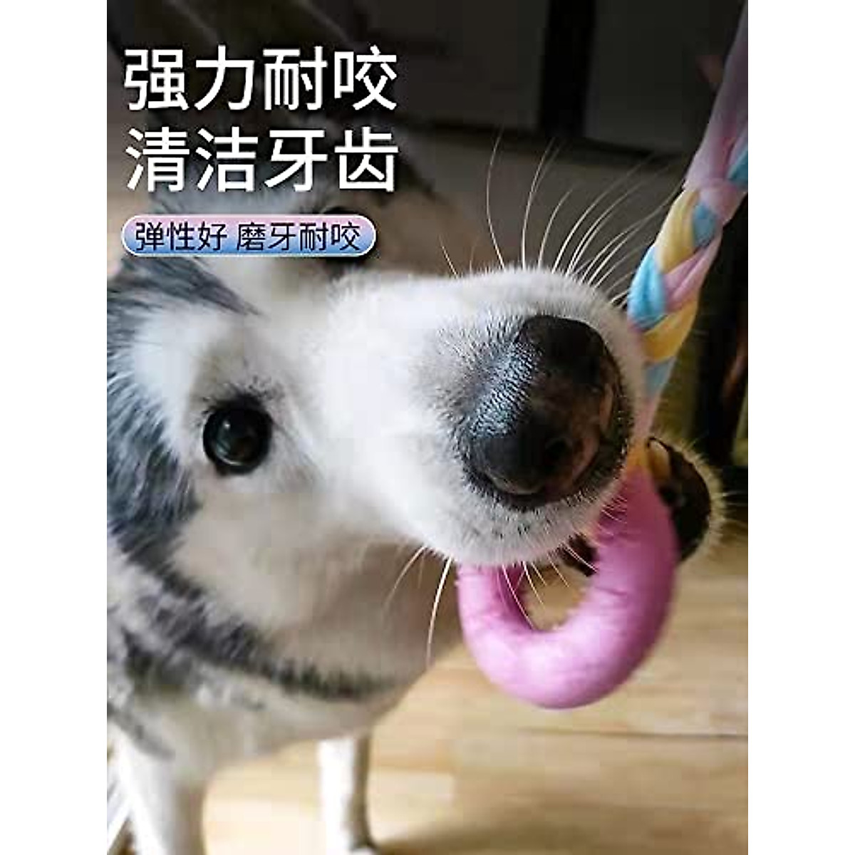 CAMITER Dog Chew Toys, 7pcs Dog Puppies Teething Chewing Toy Set with Ball and Colorful Ropes, Interactive Pet Toys for Small and Medium Dogs (Pink)
