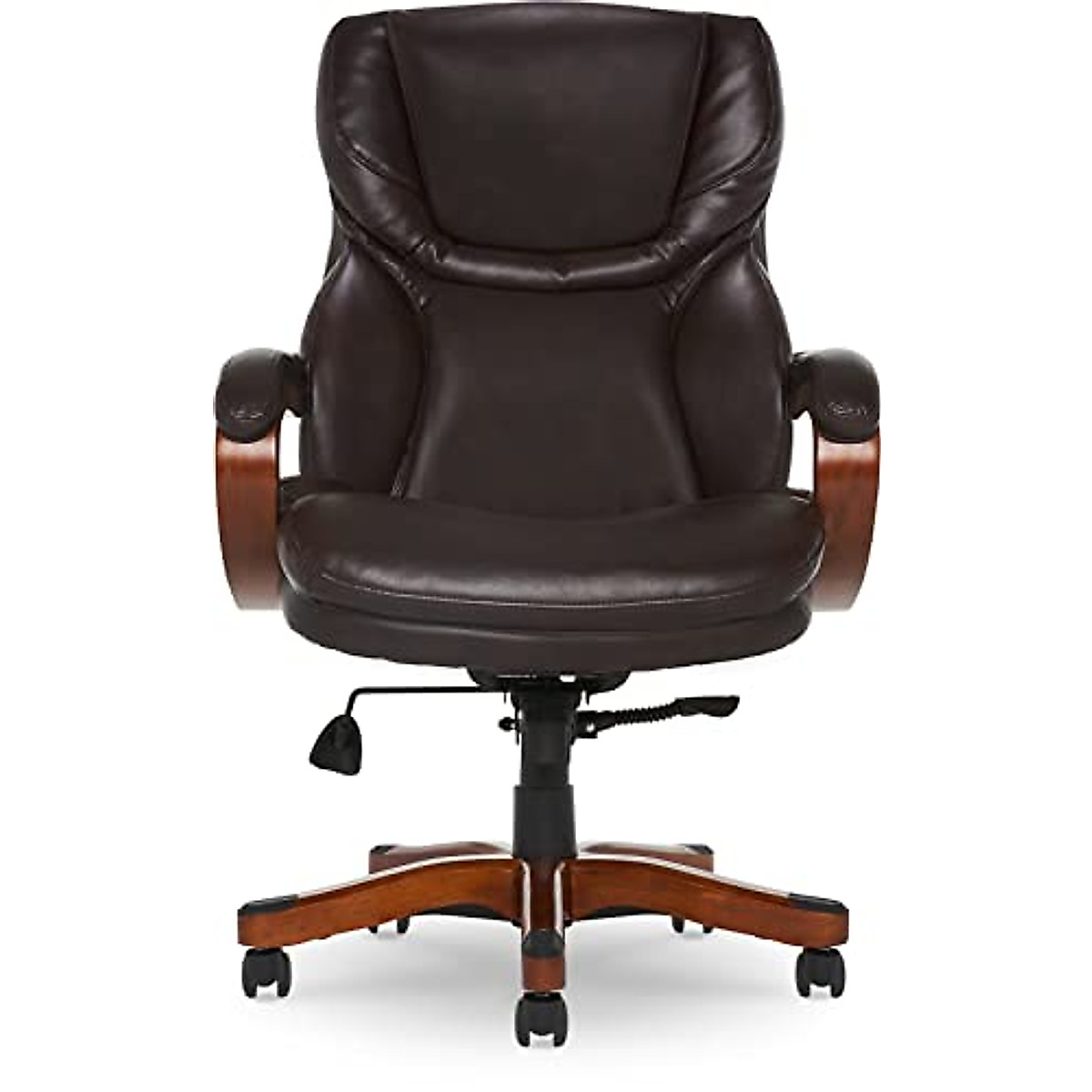 Serta Big and Tall Executive Office Chair with Upgraded Wood Accents, Win-Win Biscuit Bonded Leather