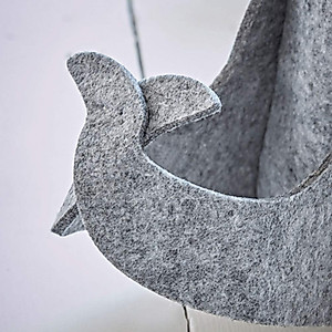 Yardwe Felt Storage Bin Fabric Storage Basket Whale Shaped Collapsible Toy Organiser Basket Laundry Hamper for Home Dark Grey