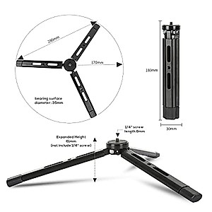 EaxanPic Aluminum Mini Tripod, Desktop Tabletop Stand Tripod for Zhiyun Smooth Q/4, Crane Plus/2,Weebill s, Ronin S/SC/RS2/RSC2, Osmo Mobile,Gimbal Handle Grip Stabilizer Tripod