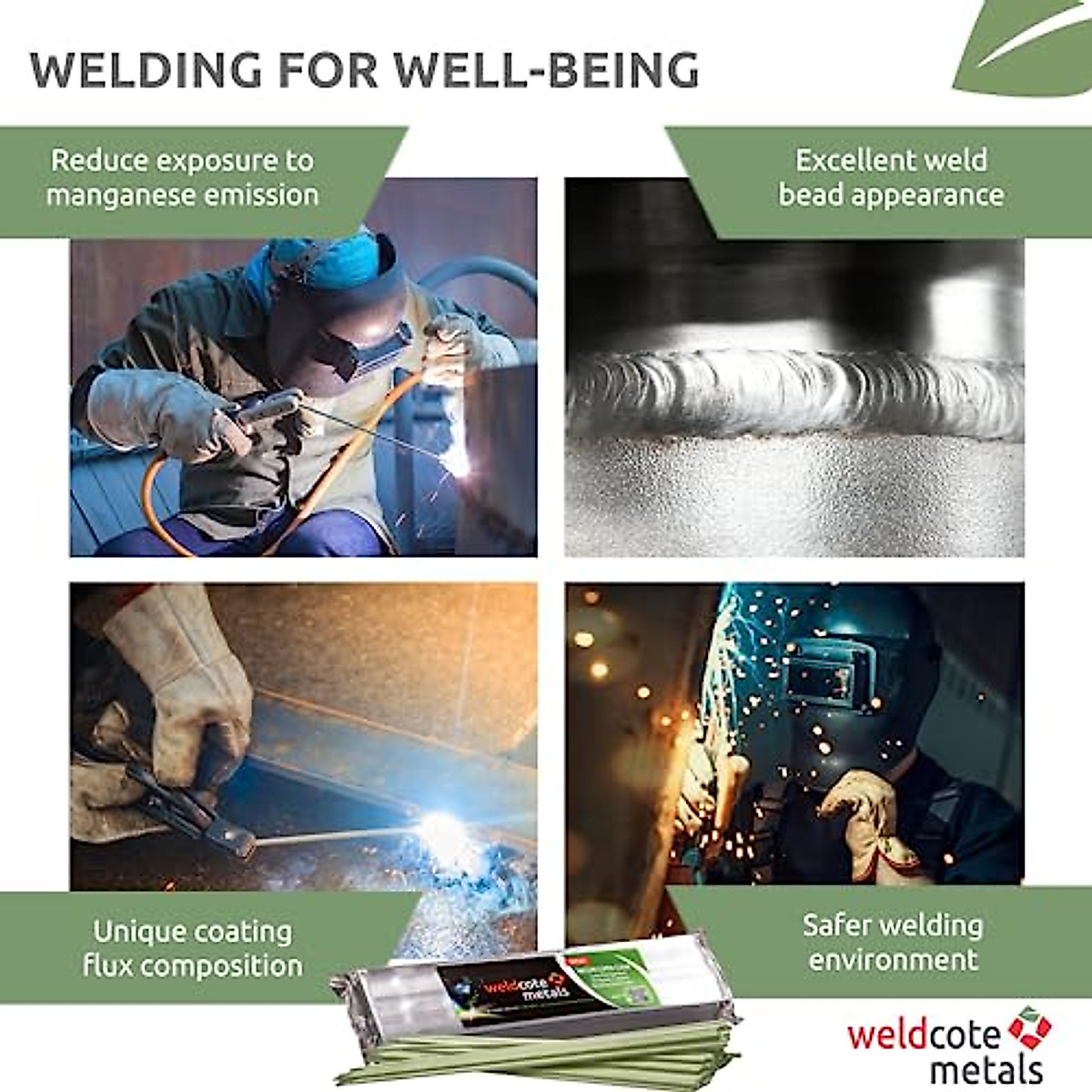 Weldcote Metals E 7018 Welding Rod 1/8 for Safer Welding, Low Manganese Emission Patented Stick Welding Rods (5 lbs) - Made in Israel