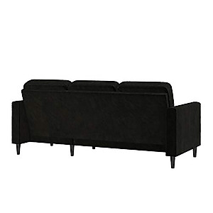 CosmoLiving by Cosmopolitan CosmoLiving Strummer Reversible Sectional Couch, Black Velvet Sofa (DA038-BK)
