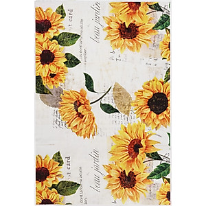 Sunflower Rug 5' x 7' Large Oil Painting Artwork Rugs for Living Room Bedroom, Non Slip Washable Low-Pile Soft Indoor Floor Throw Carpet for Apartment Bathroom Dining Room