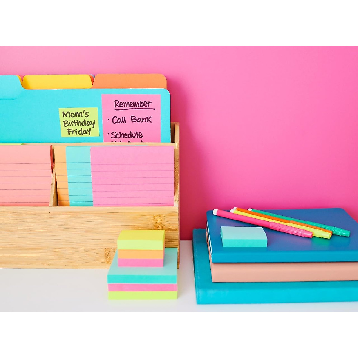 Post-it Mini Notes, 1.5x2 in, 4 Pads, America's #1 Favorite Sticky Notes, Cape Town Collection, Bright Colors (Magenta, Pink, Blue, Green), Clean Removal, Recyclable (653-8AF)