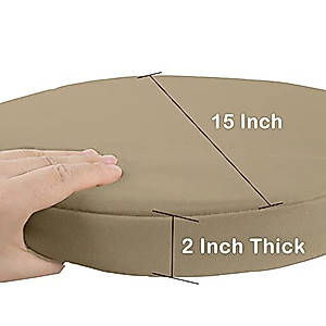 Loveboat Outdoor Bistro Chair Cushion Water Resistant Round Bar Stool Cushion 15 in Taupe