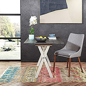 OSP Home Furnishings Kristen Flip-Top Expanding Desk to Dining Table, Charcoal Finish