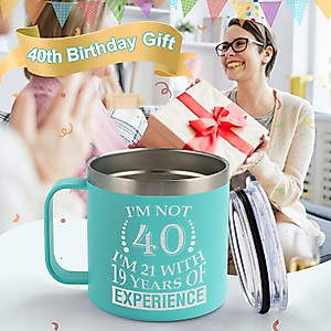 RAYKUL 40th Birthday Gifts for Women - Funny Birthday Gifts for Women 40th Coffee Mug 14 OZ, 40 Year Old Birthday Gifts Idea for Women