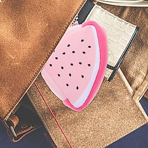 STOBOK 4pcs Cute Coin Purse Fruit Pattern Plush Triangle Wallet Pocket Mini Pouch Purse (Watermelon + Orange + Dragon Fruit + Kiwi)
