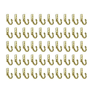 Faotup 50PCS Zinc Alloy 0.70Inch Heigth Gold Wall Mounted Single Hook Robe Hooks,Small Coat Hooks for Hanging,Gold Metal Hooks,with M3 Screws