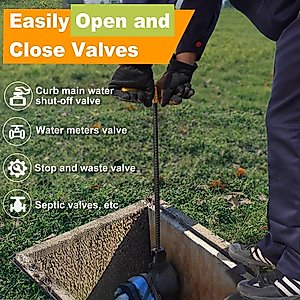 Winisok 17 Inch Water Meter Key With 4-Way Multi-Functional Utilities Key, Enforced Rebar Water Shut Off Tool Wrench T-handle for Curb Main and Water Meters, Underground Stop or Waste Valves