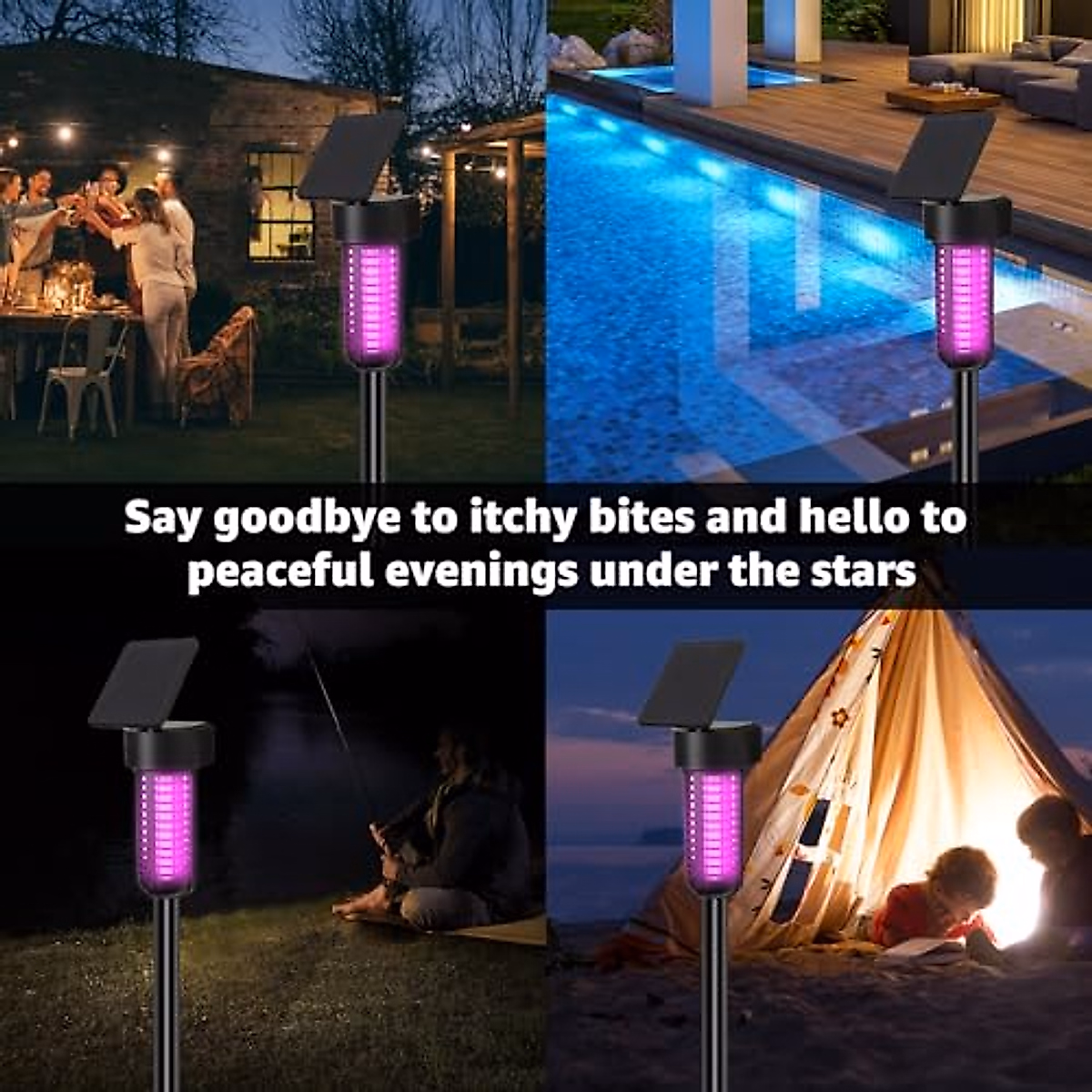 VOLTORB Solar Bug Zapper Outdoor Waterproof Bug Zapper Outdoor Solar Powered,UV Mosquito and Bug Zapper LED Light for Outside,with Adjustable Solar Panel & USB Charging