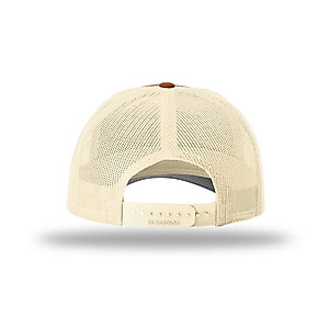 Richardson 115 Low-Profile Classic Trucker Snapback Hat Bundle with THP Hat & Clothing Brush (Dark Orange/Birch/Navy)