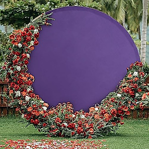 6.5ft Purple Round Backdrop Cover Suitable for 6.5ft 6.56ft 6.6ft Circle Stand Polyester Purple Birthday Party Wedding Photography Round Circle Arch Backdrop Cover