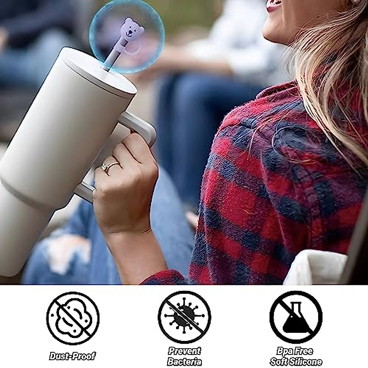 3 Pack Straw Covers Compatible with Stanley 30 40 OZ accessories Tumbler Cups Cartoon Soft Straw Protector Cover - BPA Free Soft Silicone