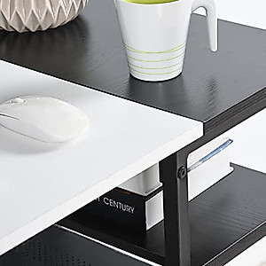 Homy Casa Inc Computer 40 inch Study Writing Table with Storage Shelves Space Saving for Home Office, Modern Simple Style PC Metal Frame Desks, Black White