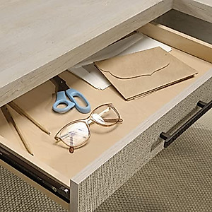 Sauder Pacific View L-Desk, L: 58.47" x W: 58.43" x H: 29.92", Chalked Chestnut Finish