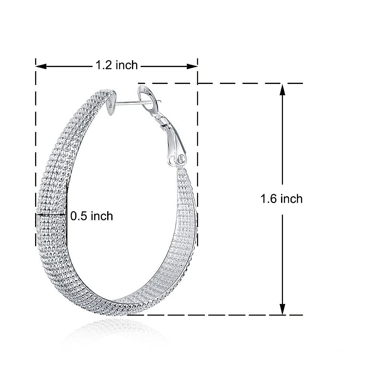 Women Oval Big Hoop Earrings, Silver Plated Fashion Classic Hoop Drop Dangle Earrings Jewelry Gift