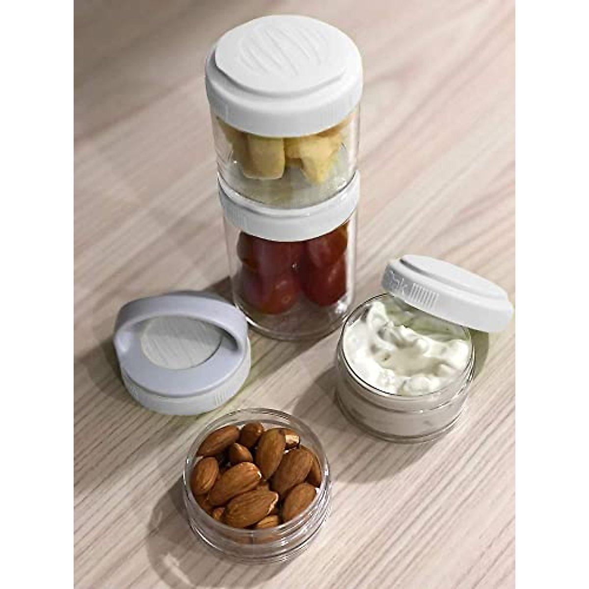 Portion Control Container for Weight Loss | 4 Piece Stackable Snack Container for Adults & Kids | Bariatric Portion Control Containers | On The Go Snack Container with Guide by Portion Perfection